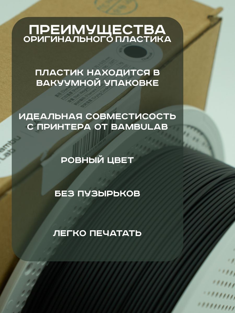 Пластик для 3Д принтера Bambu Lab PLA Matte Charcoal — фото 1