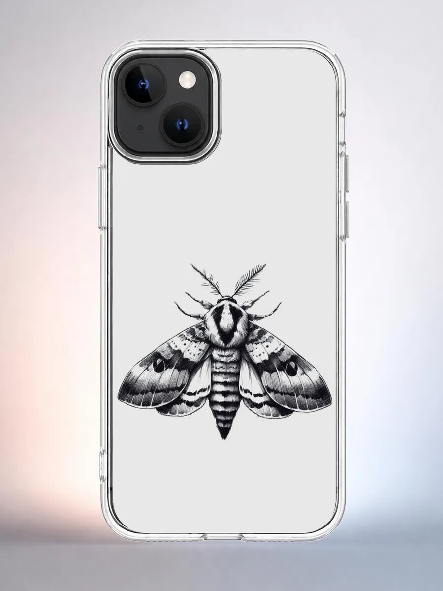 Чехол iPhone 14 мотылёк детальный силиконовый