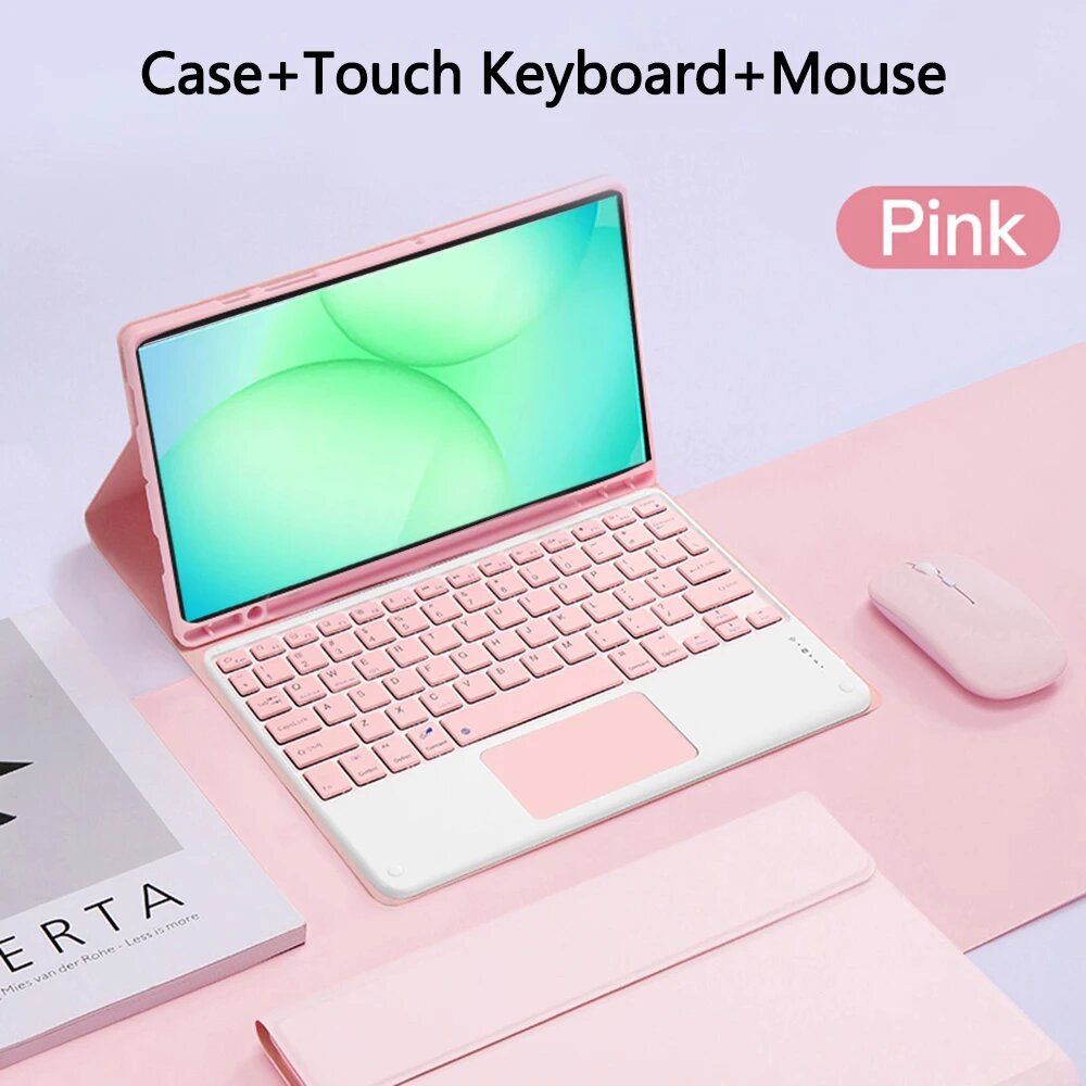 Чехол-клавиатура HUAIBX для Samsung Galaxy Tab A9 Plus 11", Tab A11 Plus 11" Pink 4, Russian