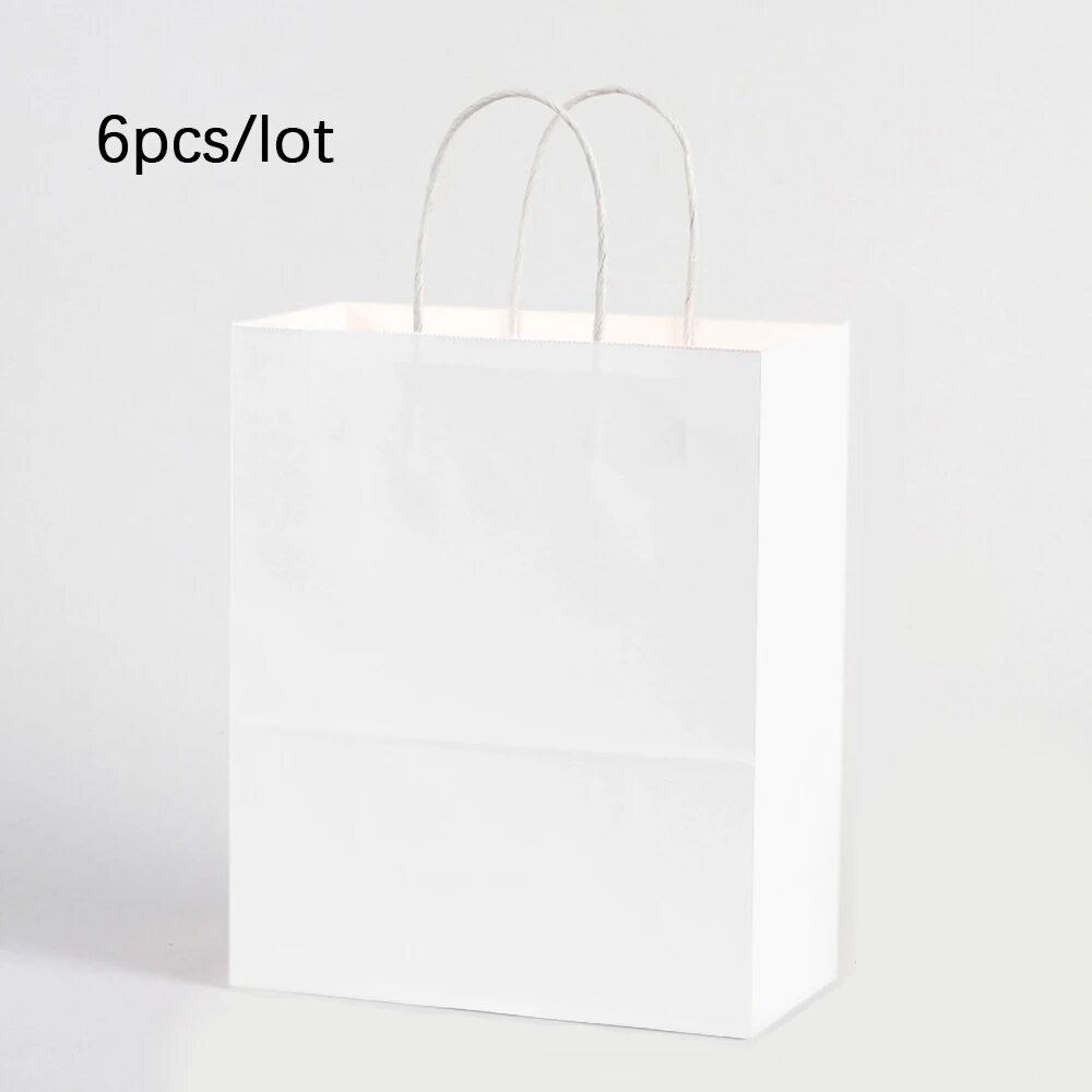 Подарочные пакеты из крафтовой бумаги 6 шт. Белый, 6pcs white, 16x22x8cm