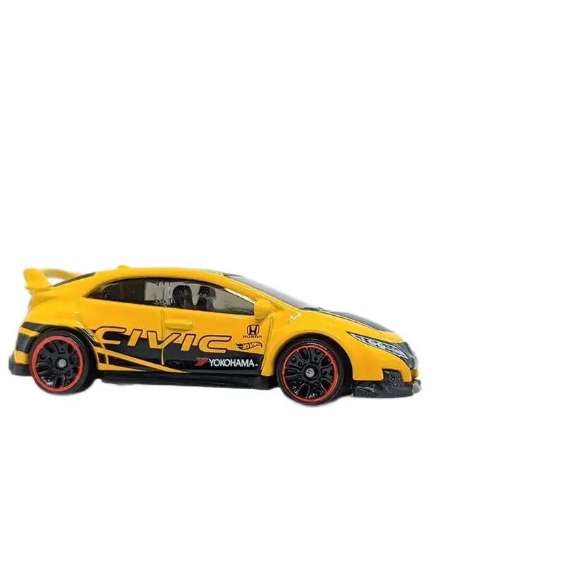 Машинка Hot Wheels '16 Honda Civic Type R (HDH18), масштаб 1/64, металл/ABS пластик, желтая, для детей от 14 лет — фото 1