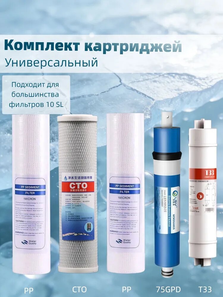 Комплект картриджей, Подходит для систем обратного осмоса