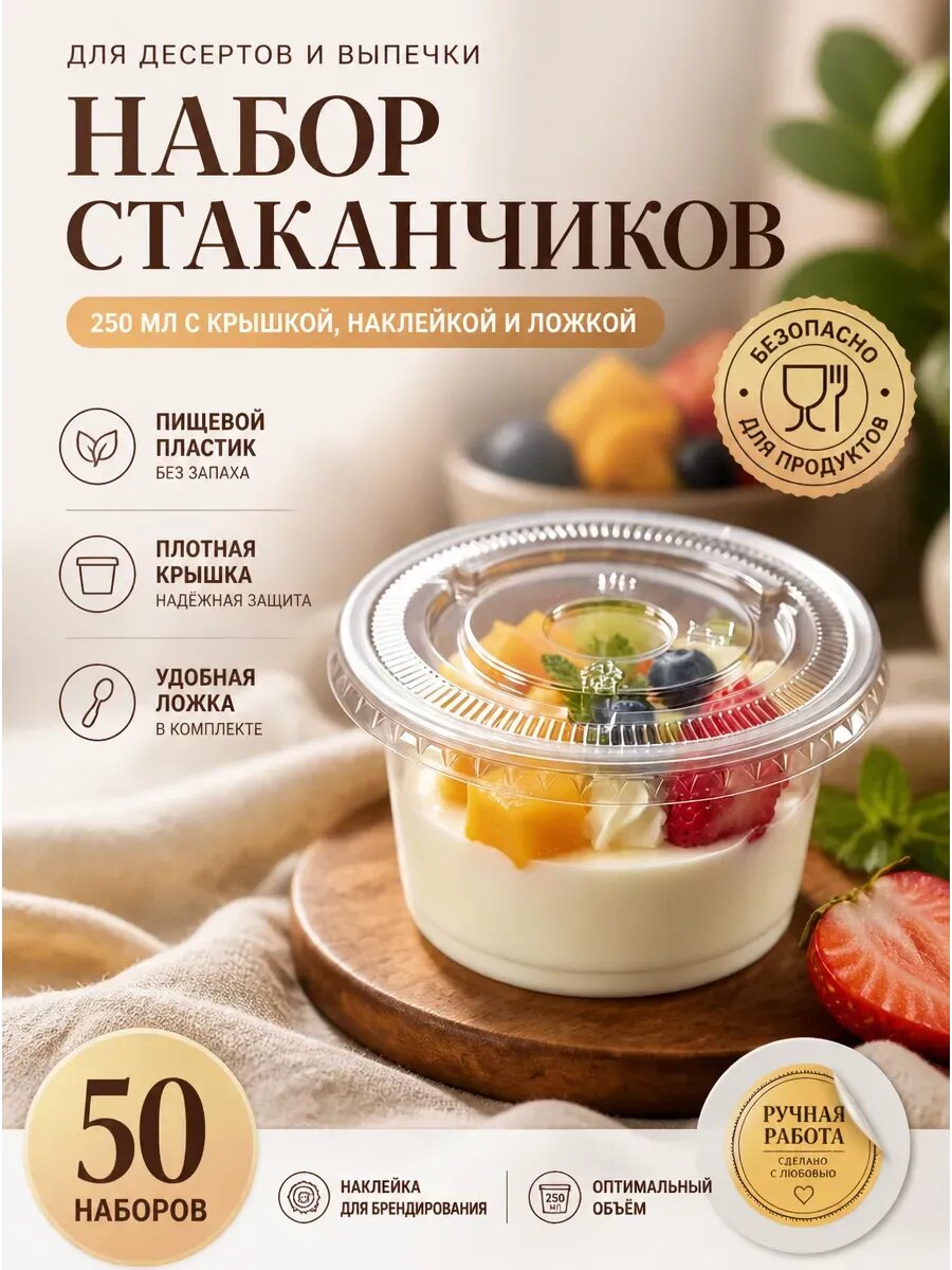 Одноразовые контейнеры с крышкой для заморозки 250 мл