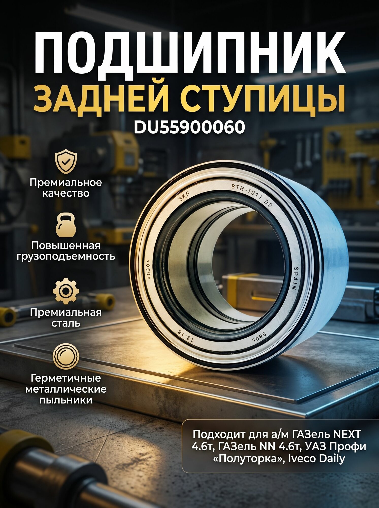 Подшипник ступицы заднего моста (55х90х60) усиленный