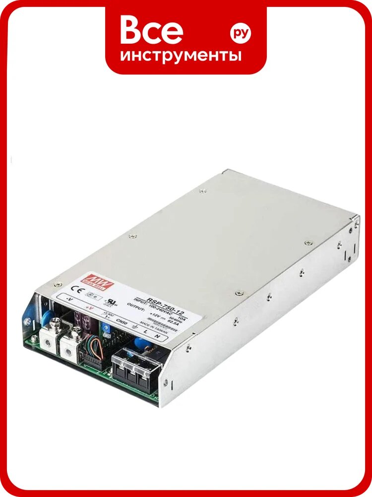 Импульсный блок питания MEAN WELL RSP-750-12 750 Вт с выходом 12 В, током 62.5 А, высокоэффективный, одноканальный, с функцией PFC и интеллектуальным охлаждением 1074029