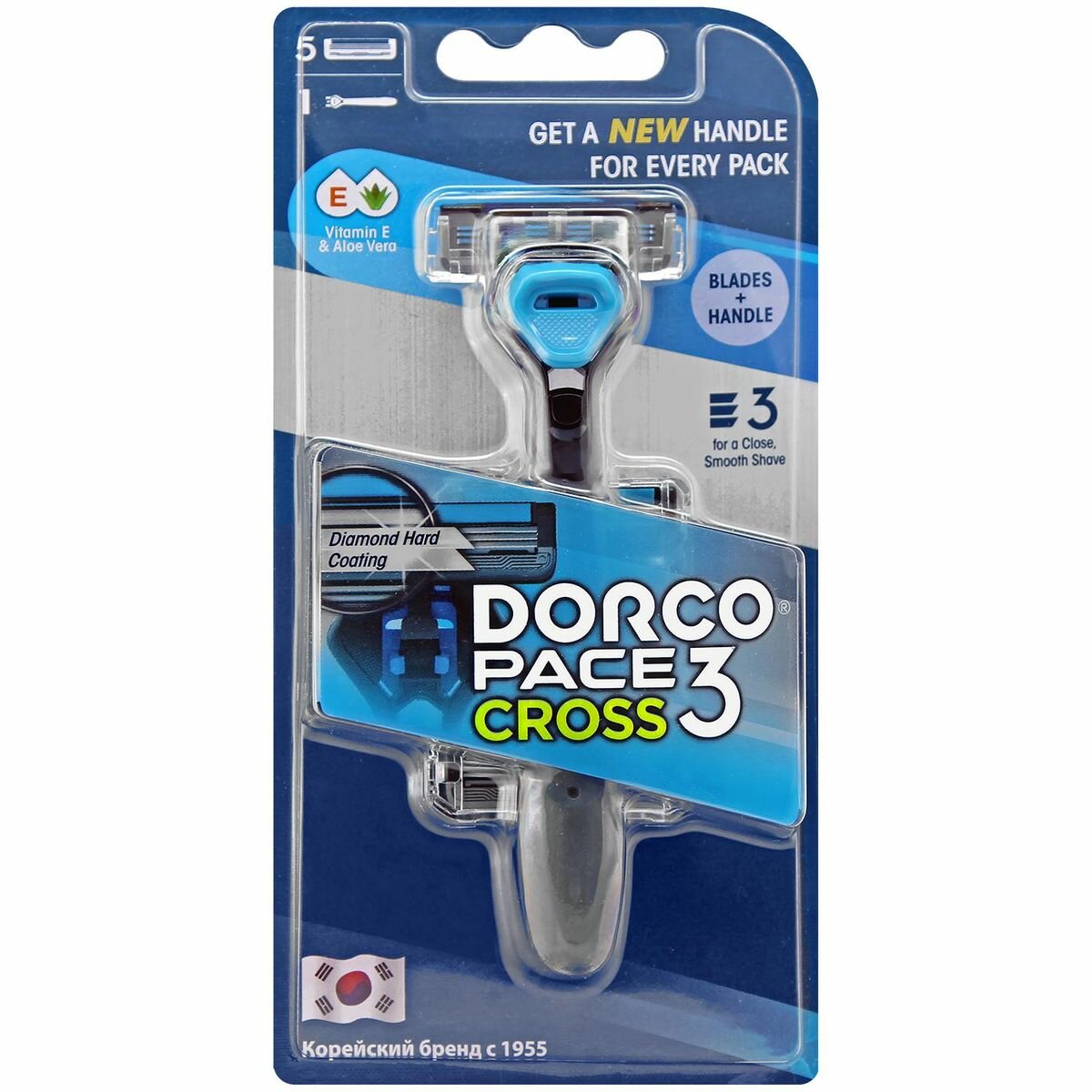 Бритва Dorco CROSS3, 5 см. кас.3лез, плав. головка, увл. полос TRC 1005 (1666486)