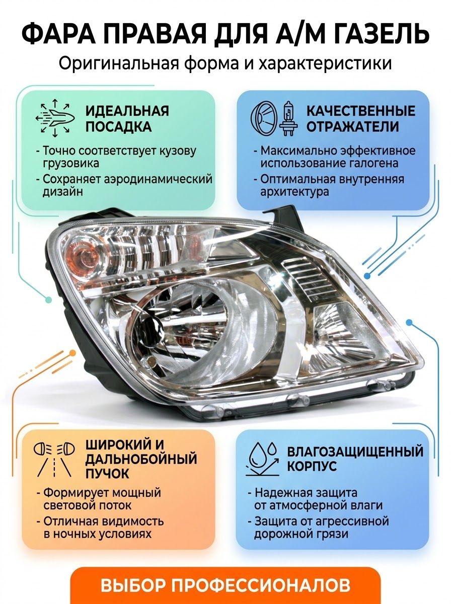 Фара для а/м Газель Next прав.