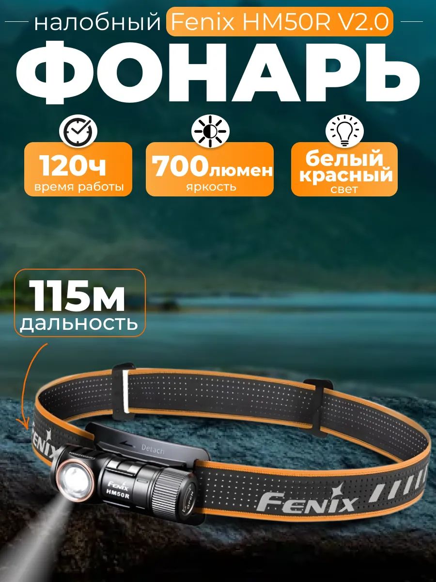 Фонарь налобный аккумуляторный Fenix HM50R V2.0