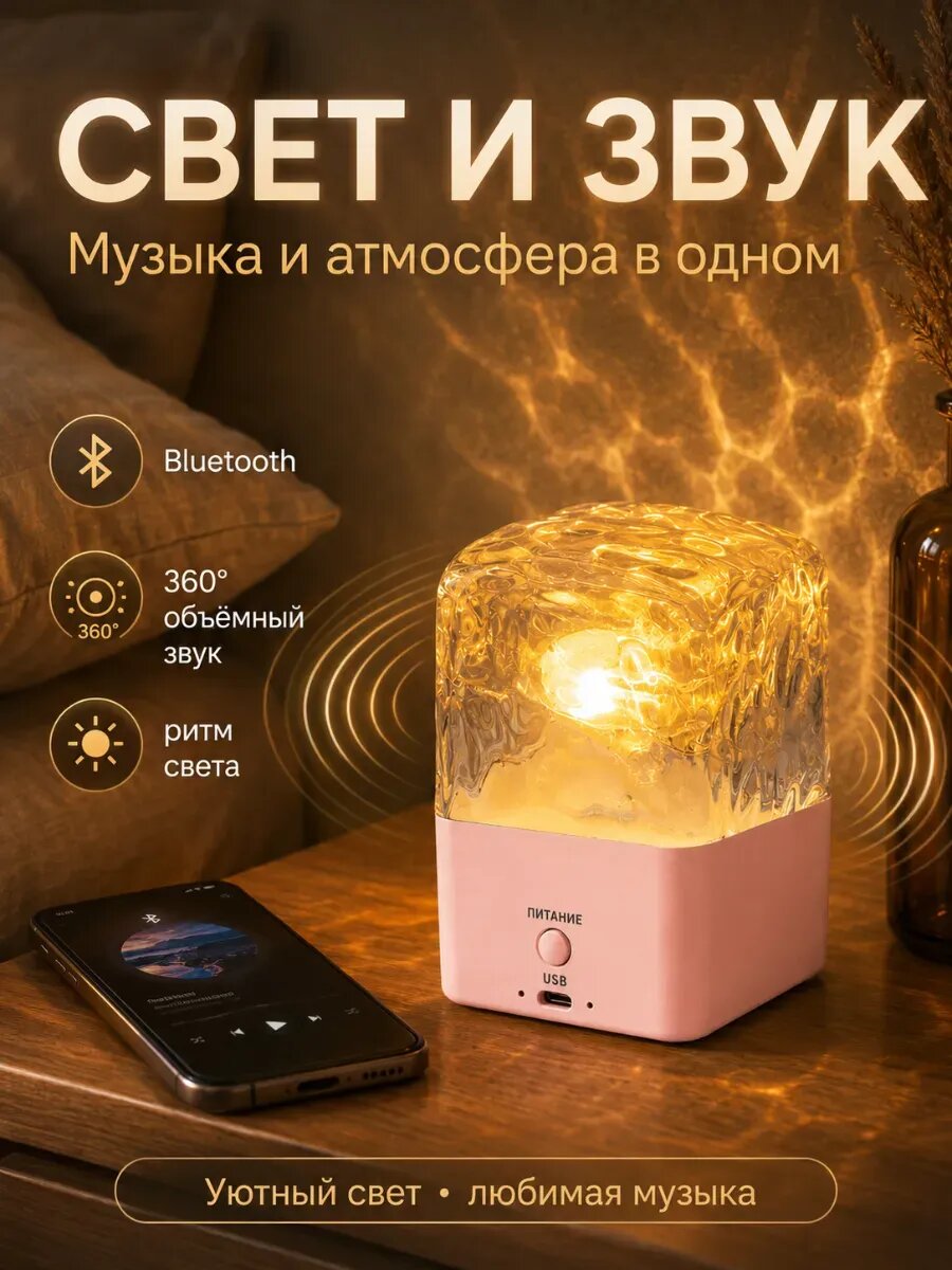 Ночник-проектор волн с Bluetooth, 16 цветов RGB