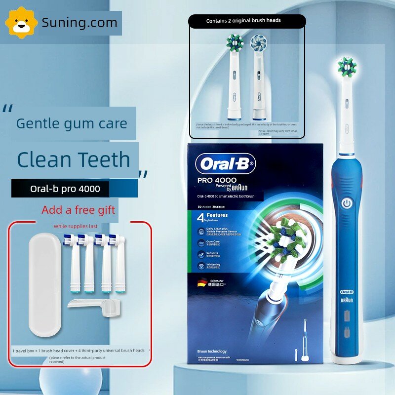 Электрическая зубная щетка Oral-B для взрослых P4000 с функцией глубокой очистки, 3D-звуковой технологией и круглой