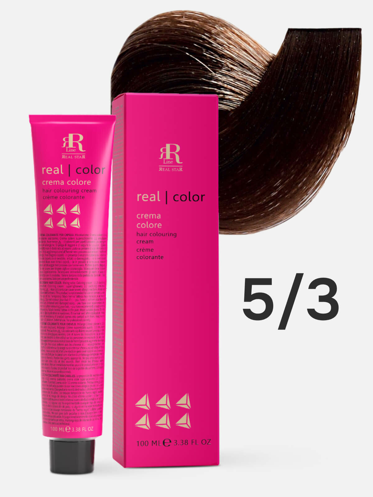 Крем - краска для волос профессиональная RR Line Colouring Cream 5/3 Светлый каштановый Золотистый, 100 мл