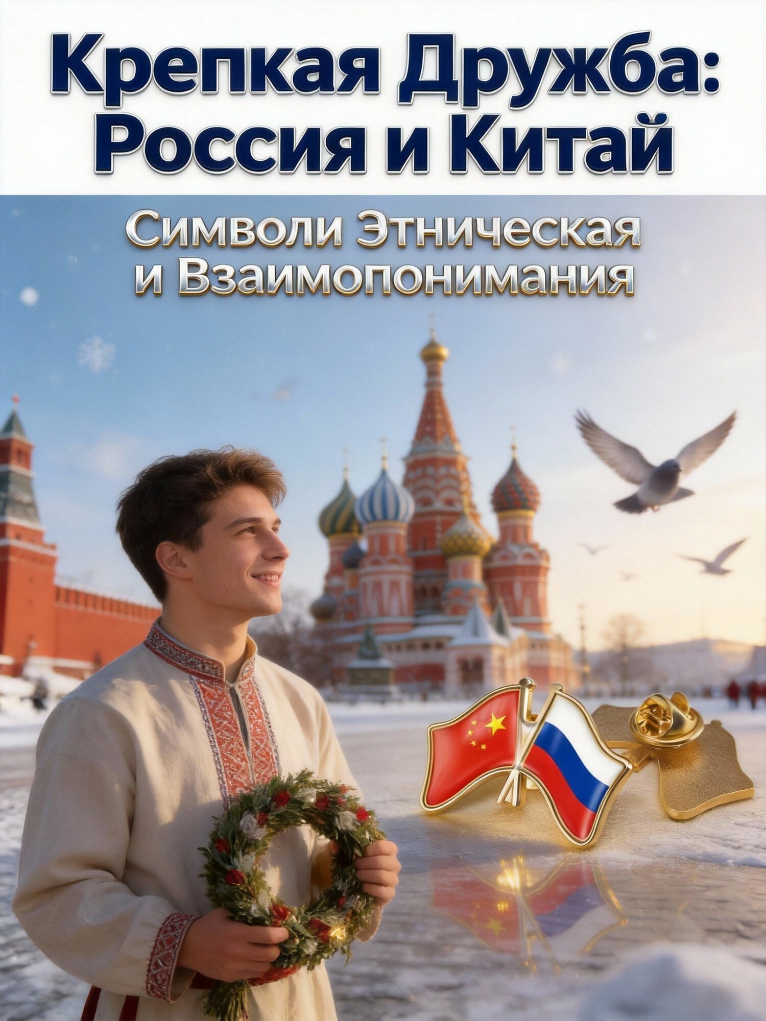 Металлический значок флага Россия Китай, на застёжке-бабочке для рюкзака, куртки или кепки — символ дружбы для мероприятий и подарков коллегам