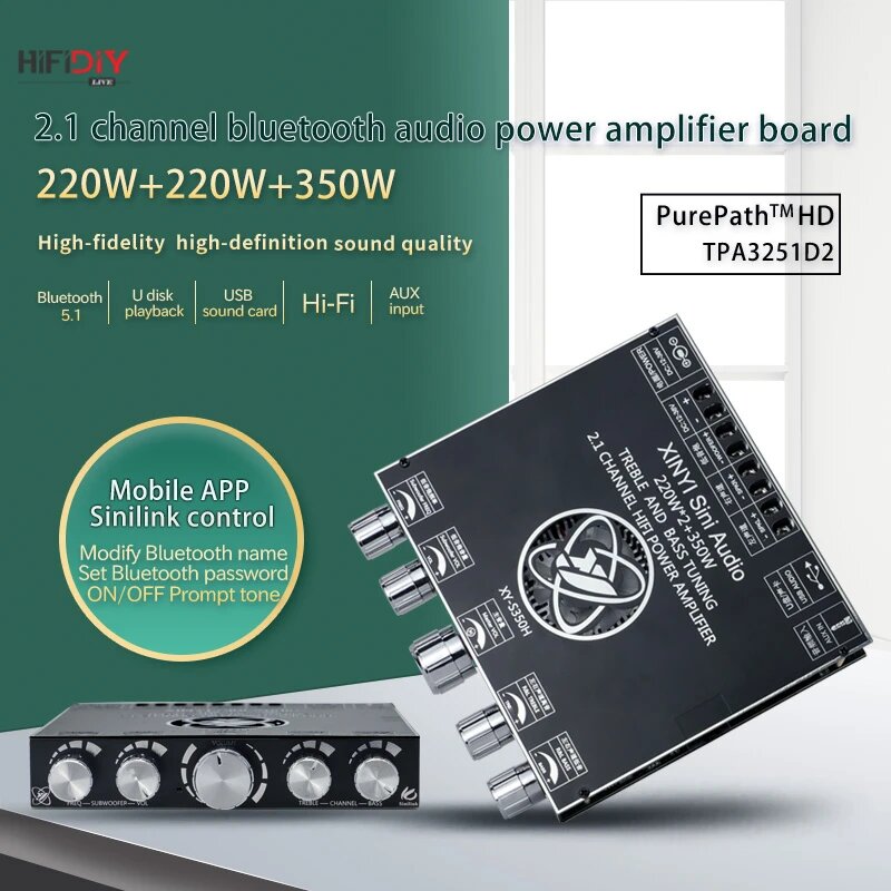 HIFIDIY S350H 2.1 Bluetooth Усилитель 350W