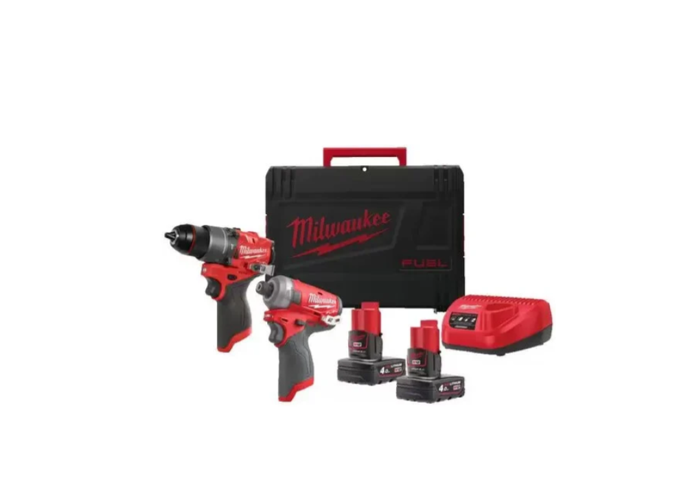 Набор электроинструментов Milwaukee M12 FPP2E2-402X 4933480594 (шуруповерт, винтоверт, 2 АКБ, кейс)