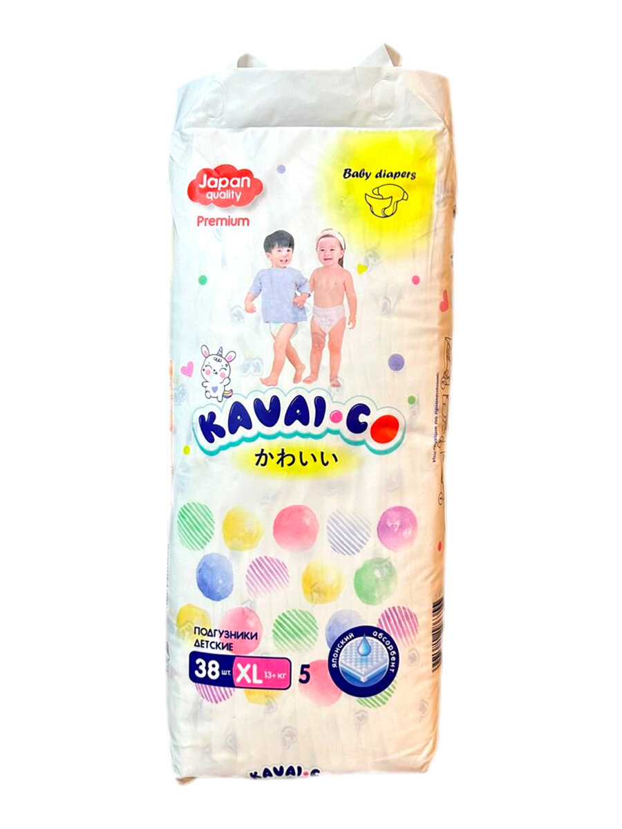 Подгузники Kavai-Co Baby Disposable Diapers XL 13+kg (38 Pcs)