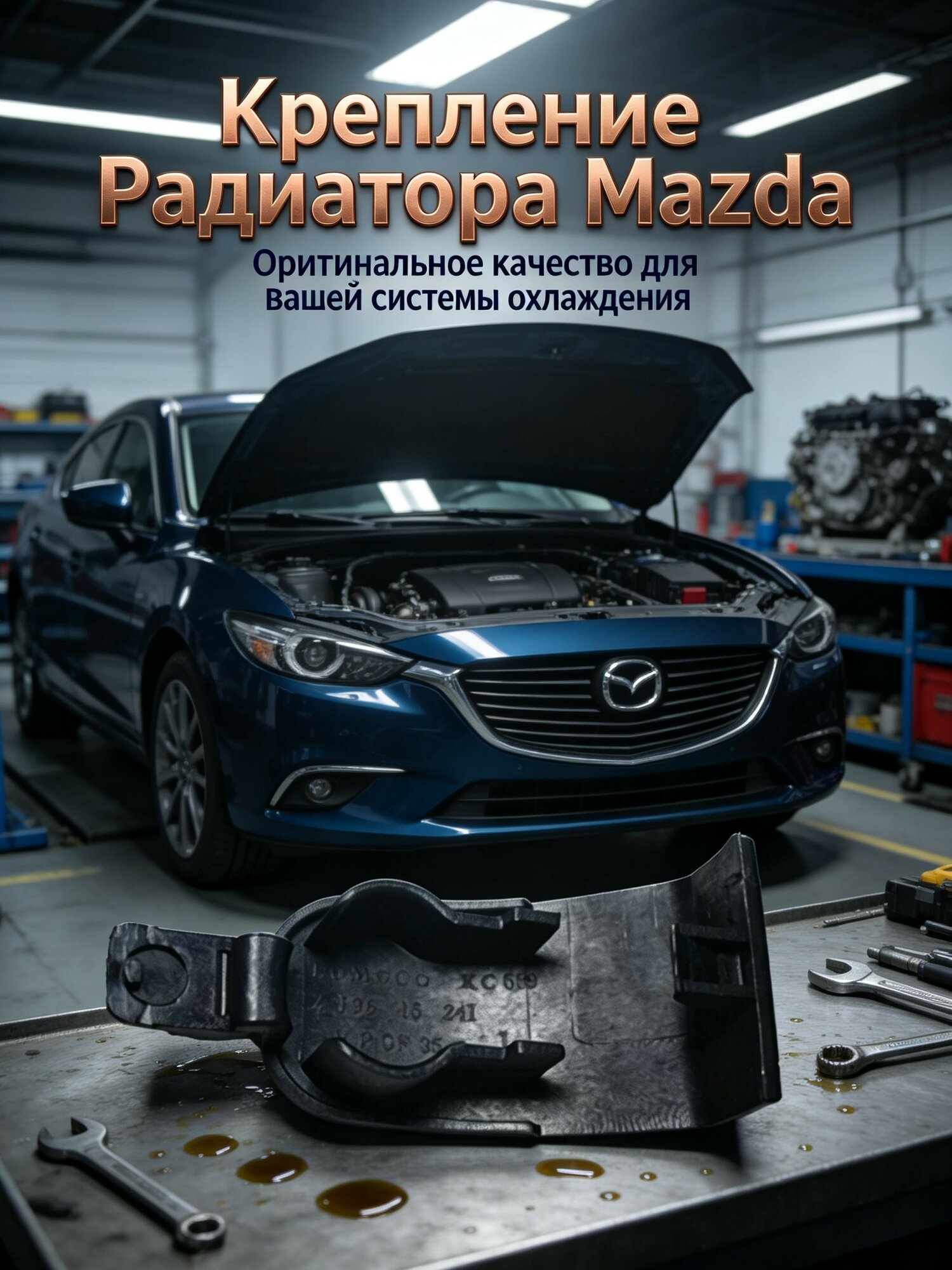 Крепление верхнего кронштейна радиатора водяного бака для Mazda 6 GH, 2 DE/DG, CX-7, CX-9 пластик, 2шт, L33D-15-241
