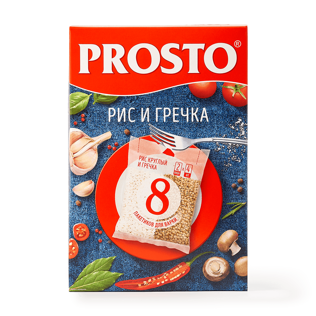 Рис и гречка PROSTO Kruglozerny, порционный, в пакетах для варки, 19,5 г белка — фото 1