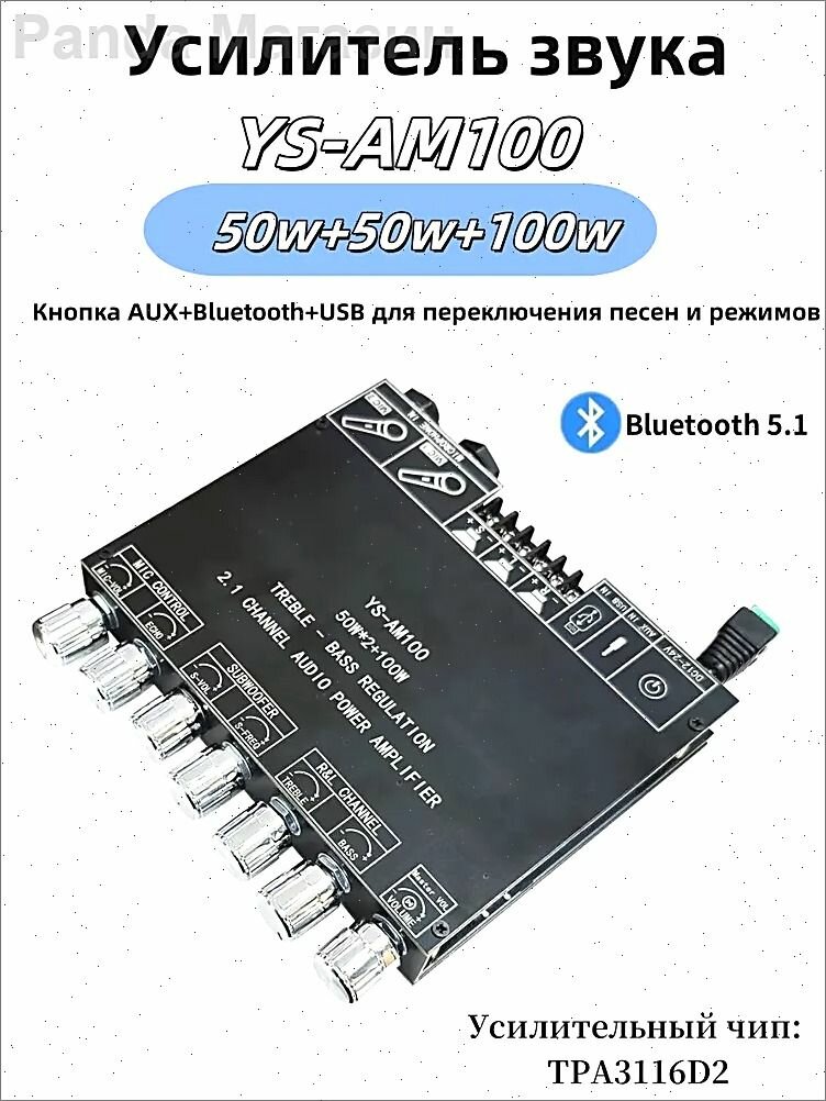 YS-AM100 Усилитель мощности для KTV с микрофоном и динамиками в одном корпусе, 2.1-канальный, TPA3116D2.