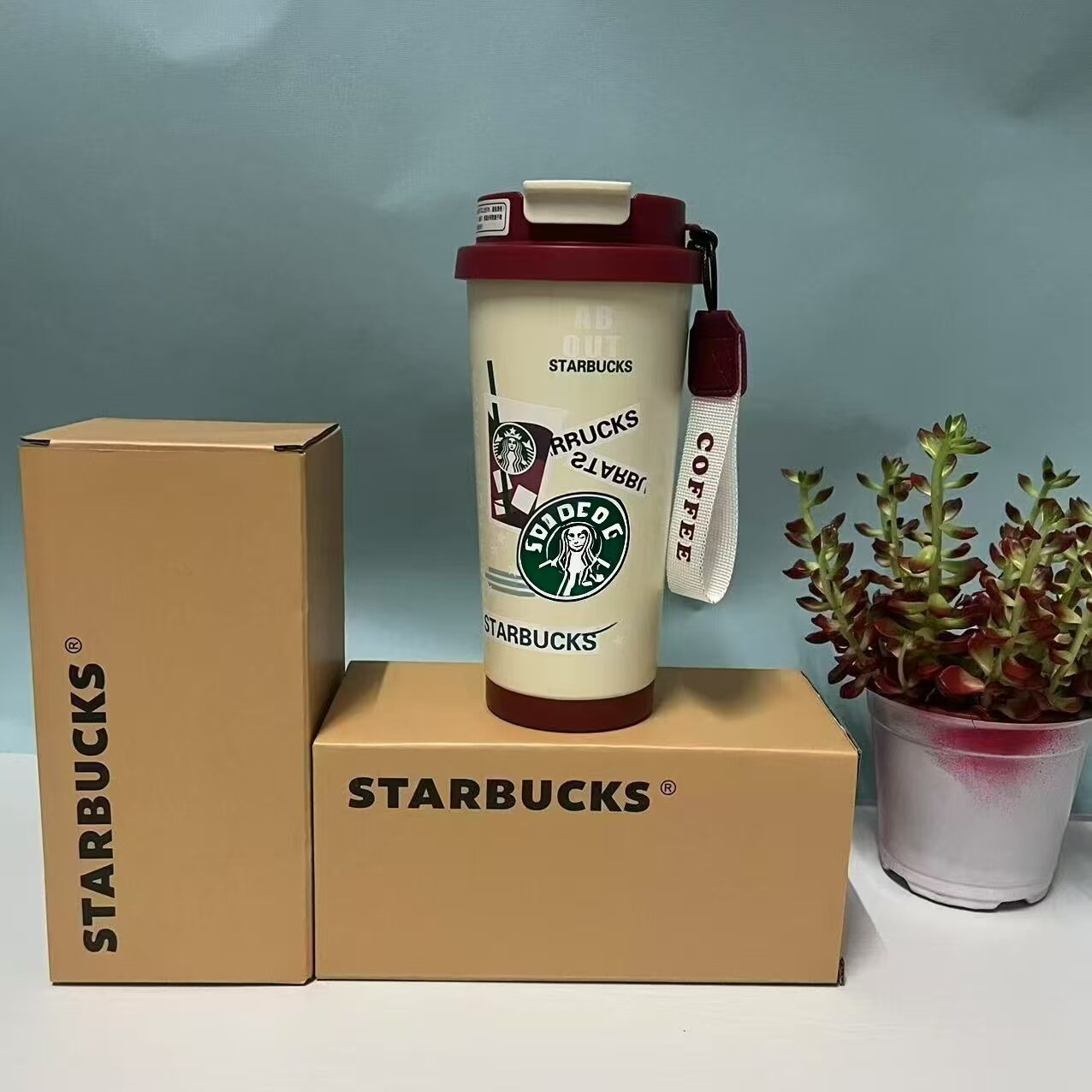 Starbucks Термокружка розовая богиня, 350-500 мл