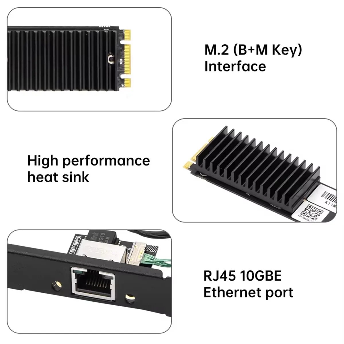 10 Гбит/с AQC113 M.2 B + M к RJ45 Сетевая карта Ethernet-адаптер Однопортовая карта контроллера локальной сети для настольного ПК-сервера
