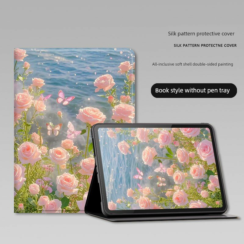 Чехол для iPad 7-9 поколений 10.2 дюйма - розовый цвет, книжный стиль с бесплатным стеклом
