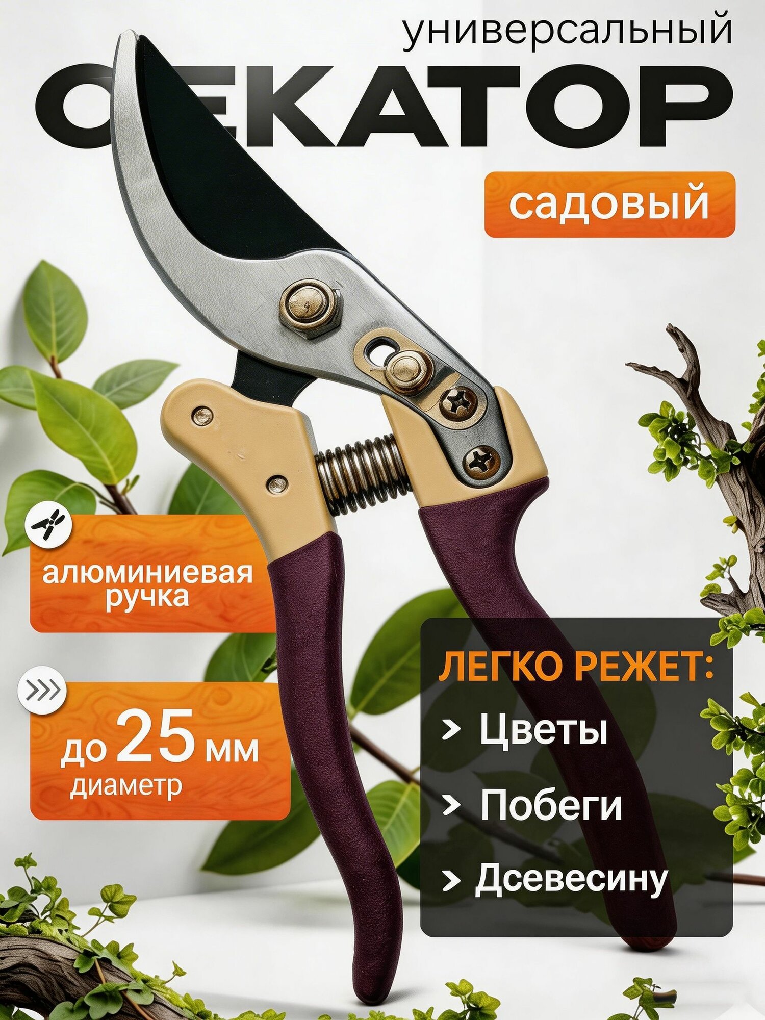 Секатор садовый, секатор садовый профессиональный, для цветов и комнатных растений