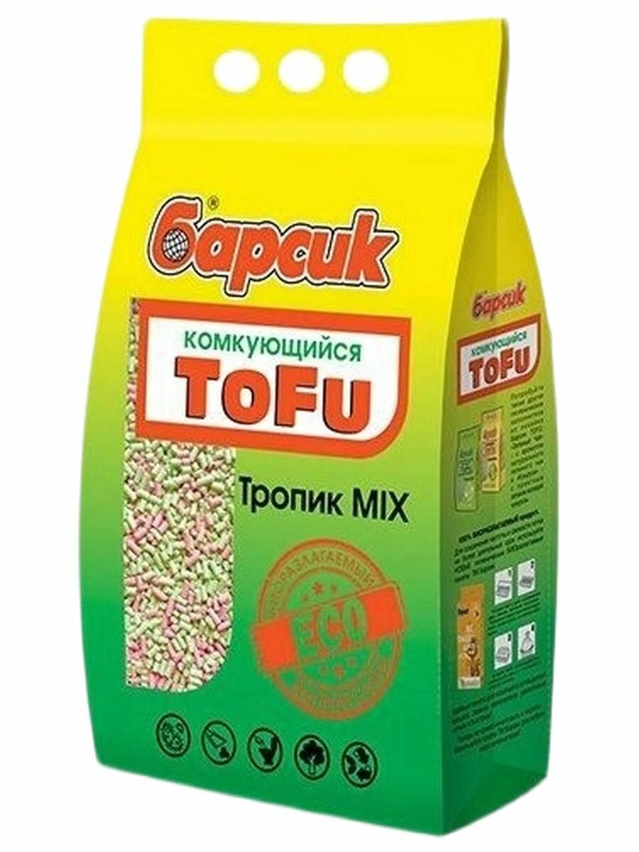 Наполнитель для кошек Барсик TOFU Тропик MIX комкующийся 4,54л