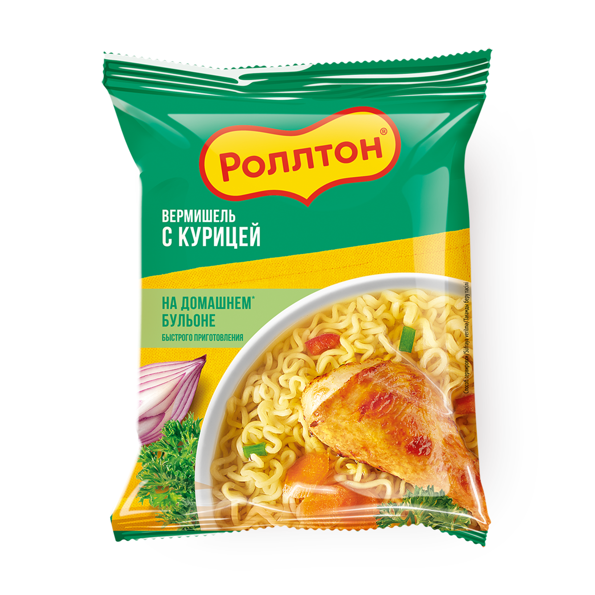 Вермишель быстрого приготовления Роллтон с курицей на домашнем бульоне, 60 г