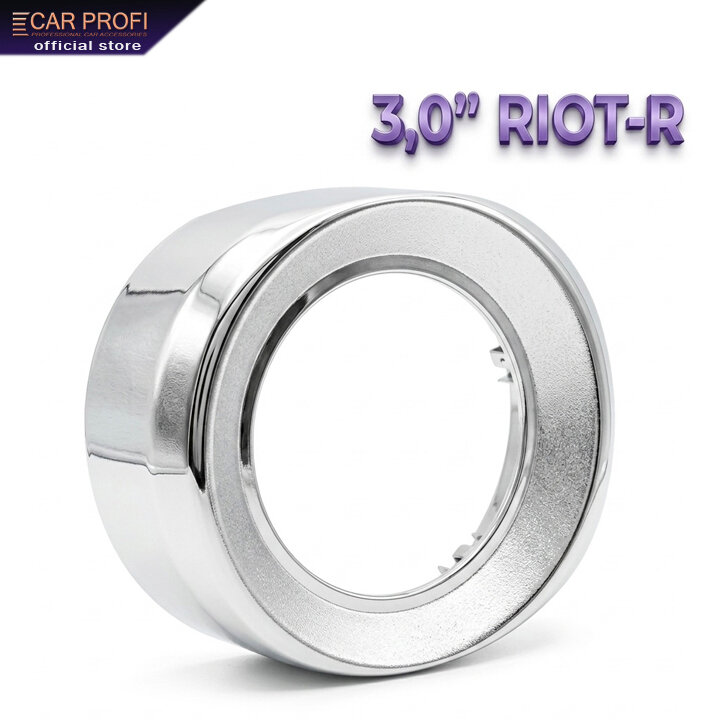 Маска для би-линзы CarProfi RIOT-R 3.0" Chrome, комплект 2шт