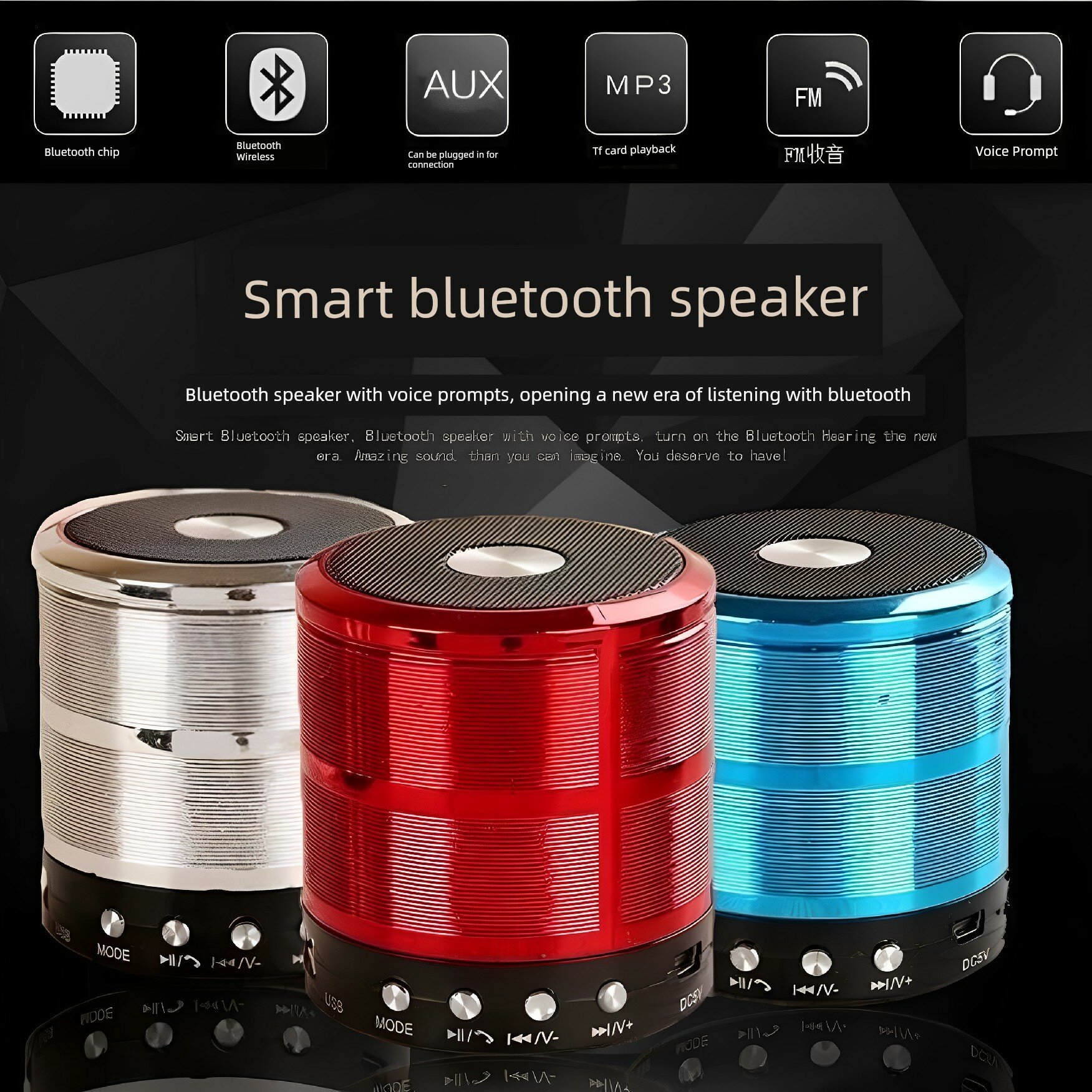 Новая беспроводная мини-колонка Bluetooth, портативная уличная колонка с басами, поддерживает вставку карт памяти,