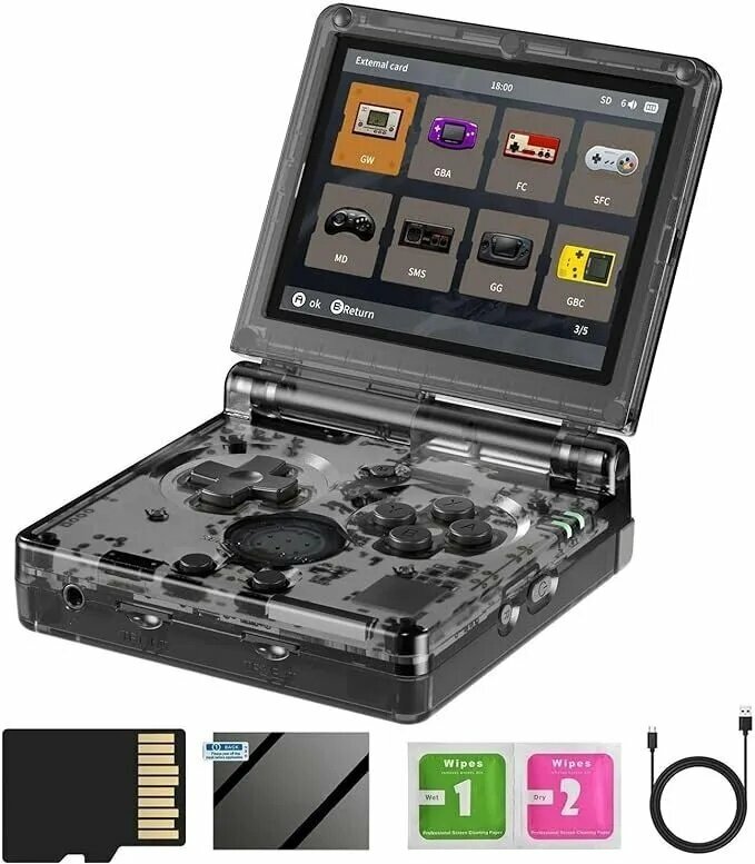 Портативная игровая консоль RG35XXSP в стиле ретро, 3,5-дюймовый IPS-экран, система Linux, встроенная TF-карта 64, 128G, 5532 игры, поддержка электронных книг с музыкальным видео и выход HDMI TV