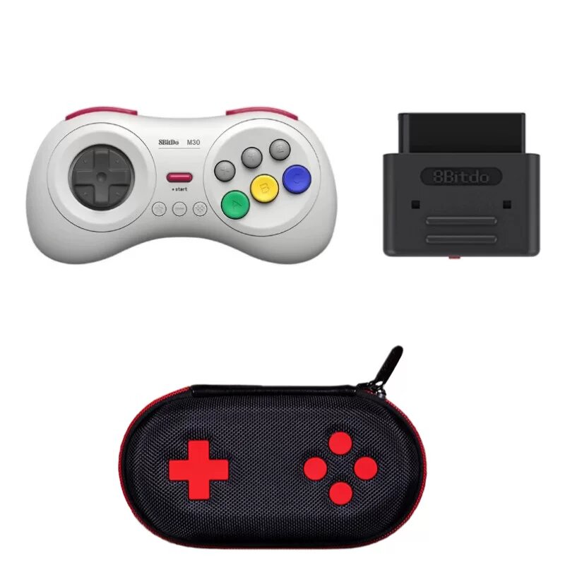 8BitDo M30 Bluetooth-контроллер белый с адаптером SFC и оригинальным чехлом