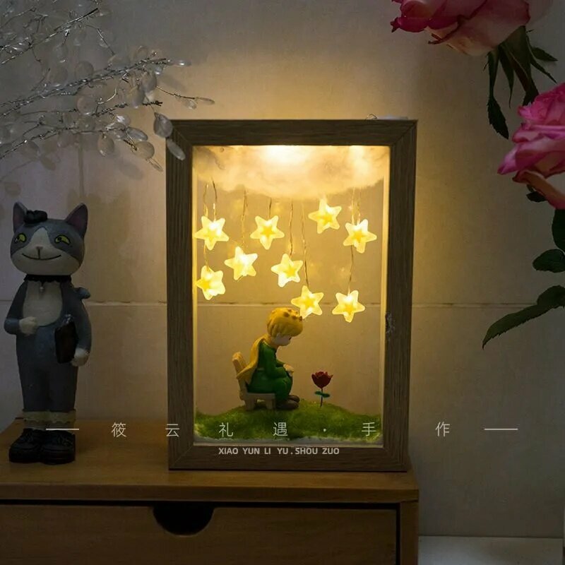 Ночник "Маленький принц и звездное небо", DIY фоторамка, подарок на день рождения подруги