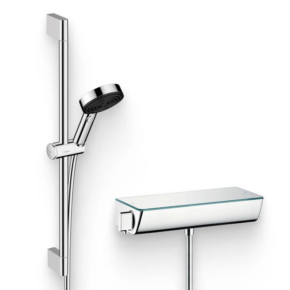 Душевой комплект Термостат Hansgrohe Ecostat Select 13161000, для душа / Гарнитур Pulsify Relaxation 105 3jet 24160000, хром