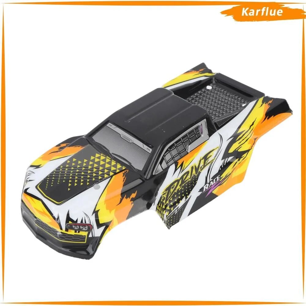 Корпус кузова для SCY 16102PRO 1/16 RC Car. Replacement body shell. Durable plastic construction, painted. Yellow, white, and black design.
