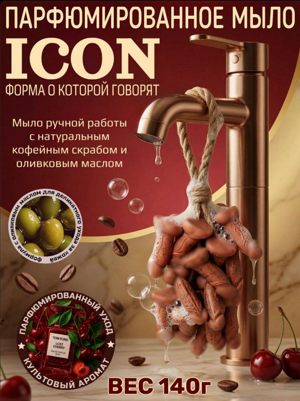 Мыло ручной работы в виде члена, 1 шт.