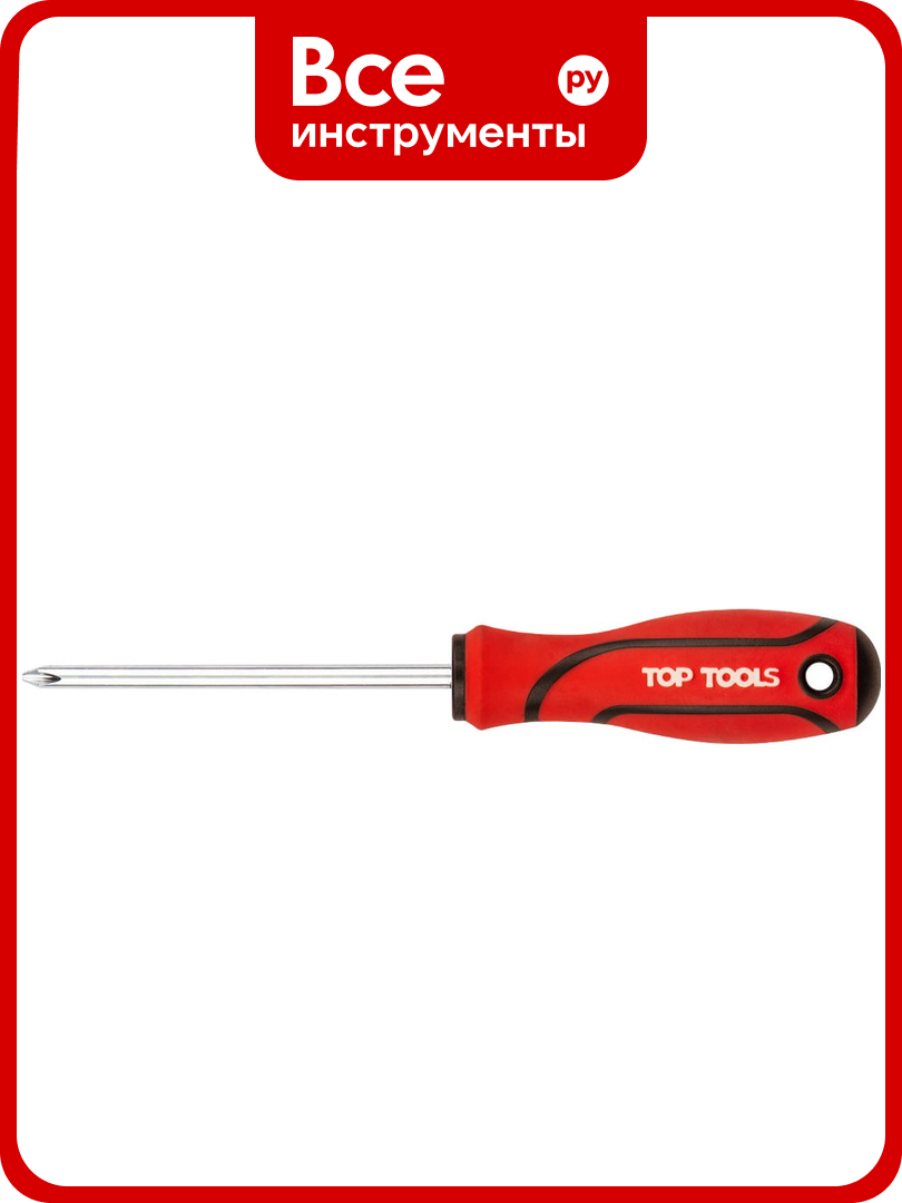 Отвертка Top Tools 39D018, крестовая, углеродистая сталь, прорезиненная рукоятка, 100 мм