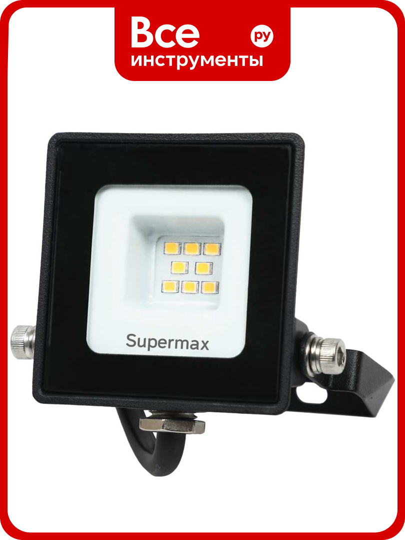 Прожектор светодиодный Supermax 20Вт 2000Лм IP65 6500К S_PR_LED_20, алюминиевый корпус, монтажная скоба