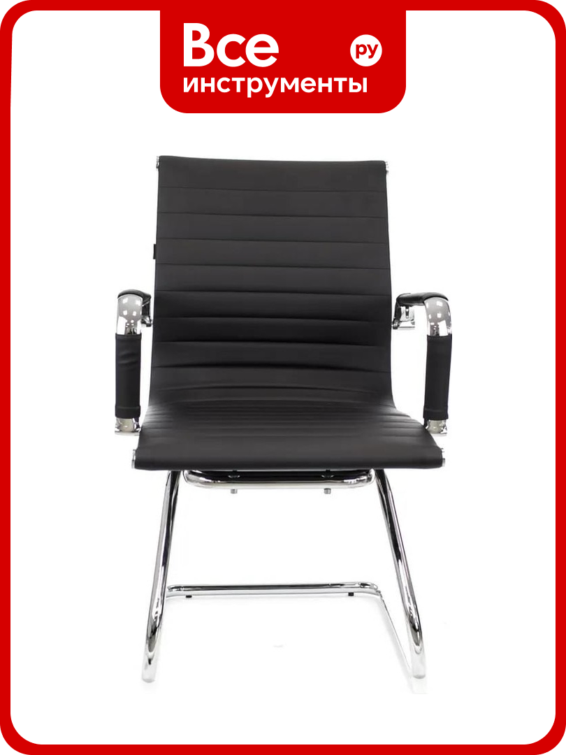 Кресло Everprof Leo CF экокожа черный EC-04S PU Black офисное, подлокотники металлические, каркас без механизма качания