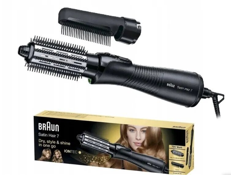 Braun Фен-щетка для волос Satin Hair 7 AS 720 700 Вт, скоростей 2, кол-во насадок 2, черный матовый