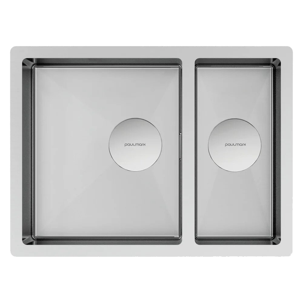Мойка кухонная Paulmark Next 58/2S UNI PM225844-BS металлическая, 58x44, прямоугольная, мойка для кухни, врезная, под столешницу