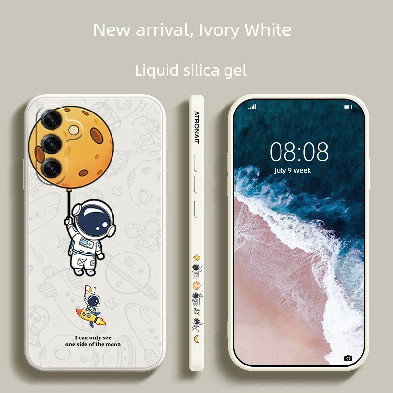 Силиконовый чехол для Samsung Galaxy S24 с рисунком граффити воздушный шар планета, слоновая кость, в комплекте