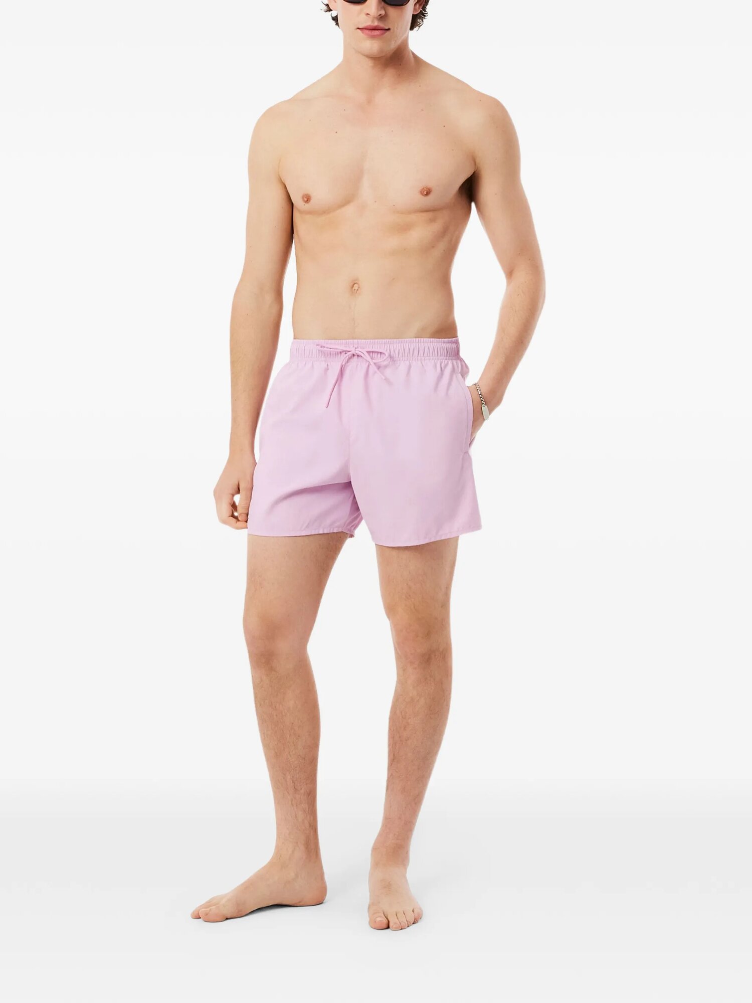 Шорты для плавания LACOSTE Logo-patch drawstring swim shorts, размер XL, розовый — фото 1
