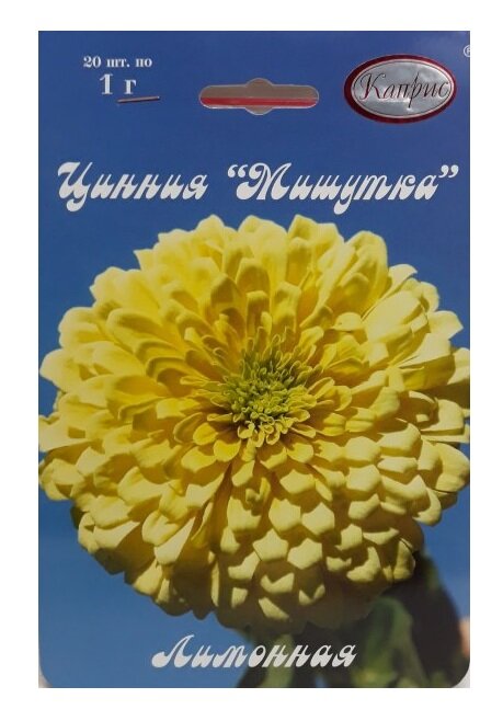 Семена цинния Каприс Мишутка лимонная, однолетняя, декоративная