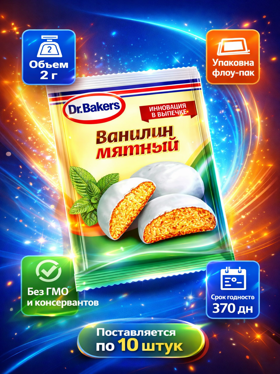 Ванилин DR.BAKERS Мятный, 2г x 10 упаковки