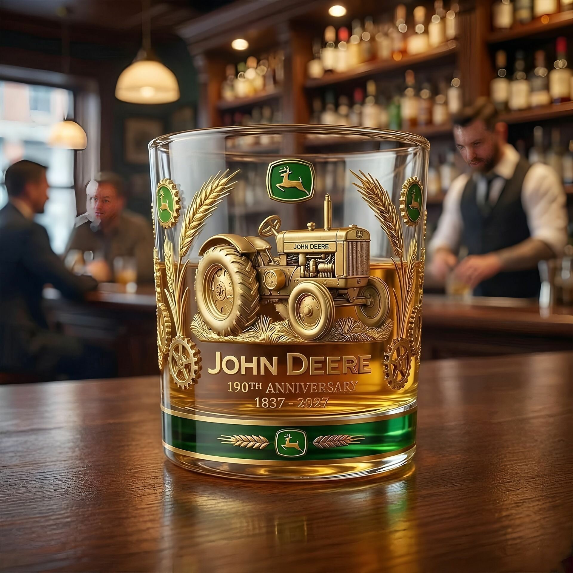 Бесцветный и прозрачный, Whiskey Стекло, John Deere, 300 мл Стекло, Поверхность плоская, не объемная