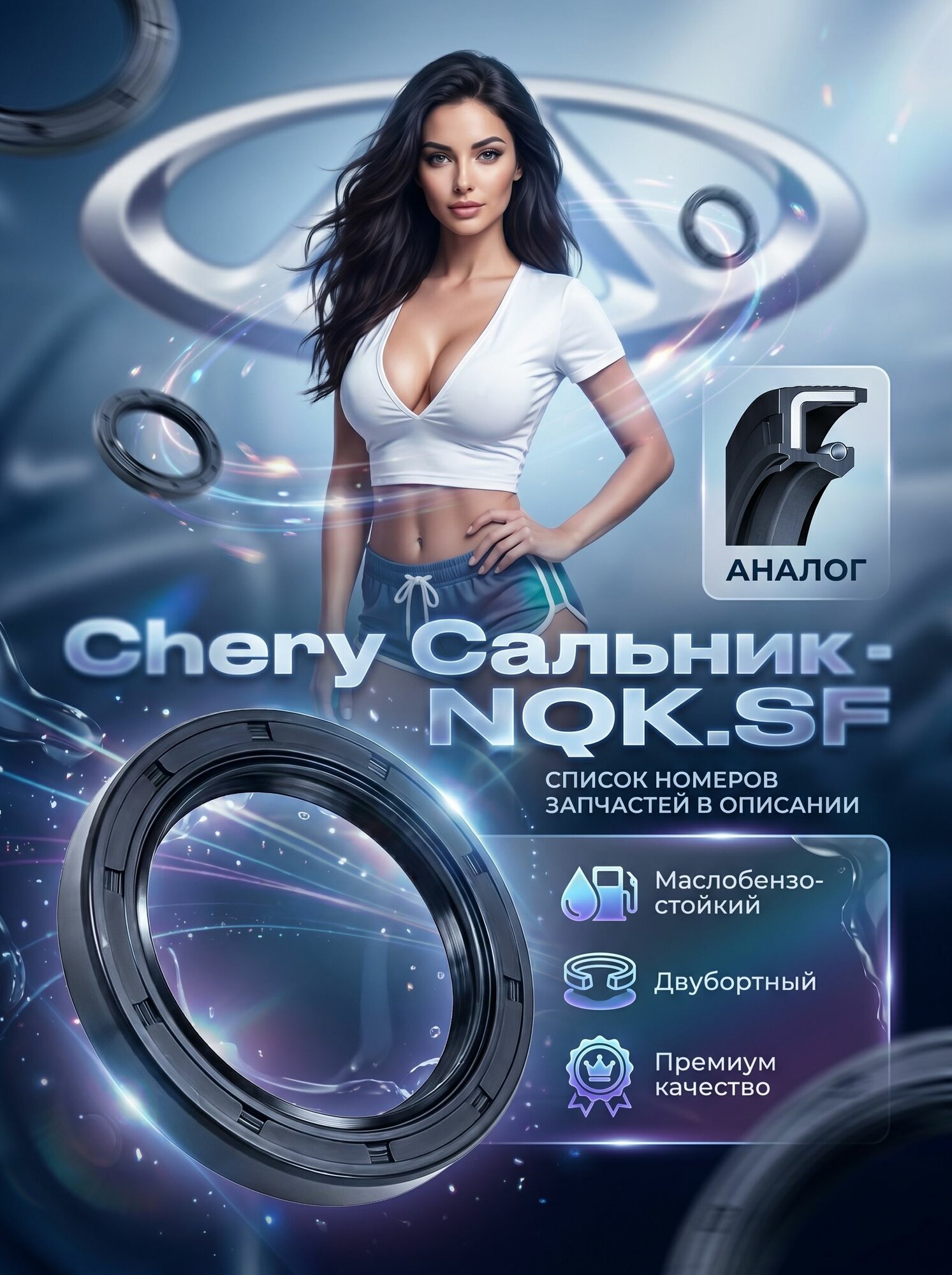 Сальник коленвала 166160 - NQK.SF на CHERY QQ