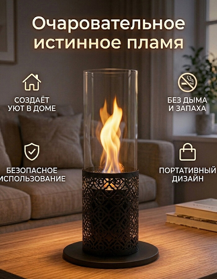 JHY DESIGN Декоративная спиртовая лампа с защитным стеклом, настольный мини-камин для дома и террасы