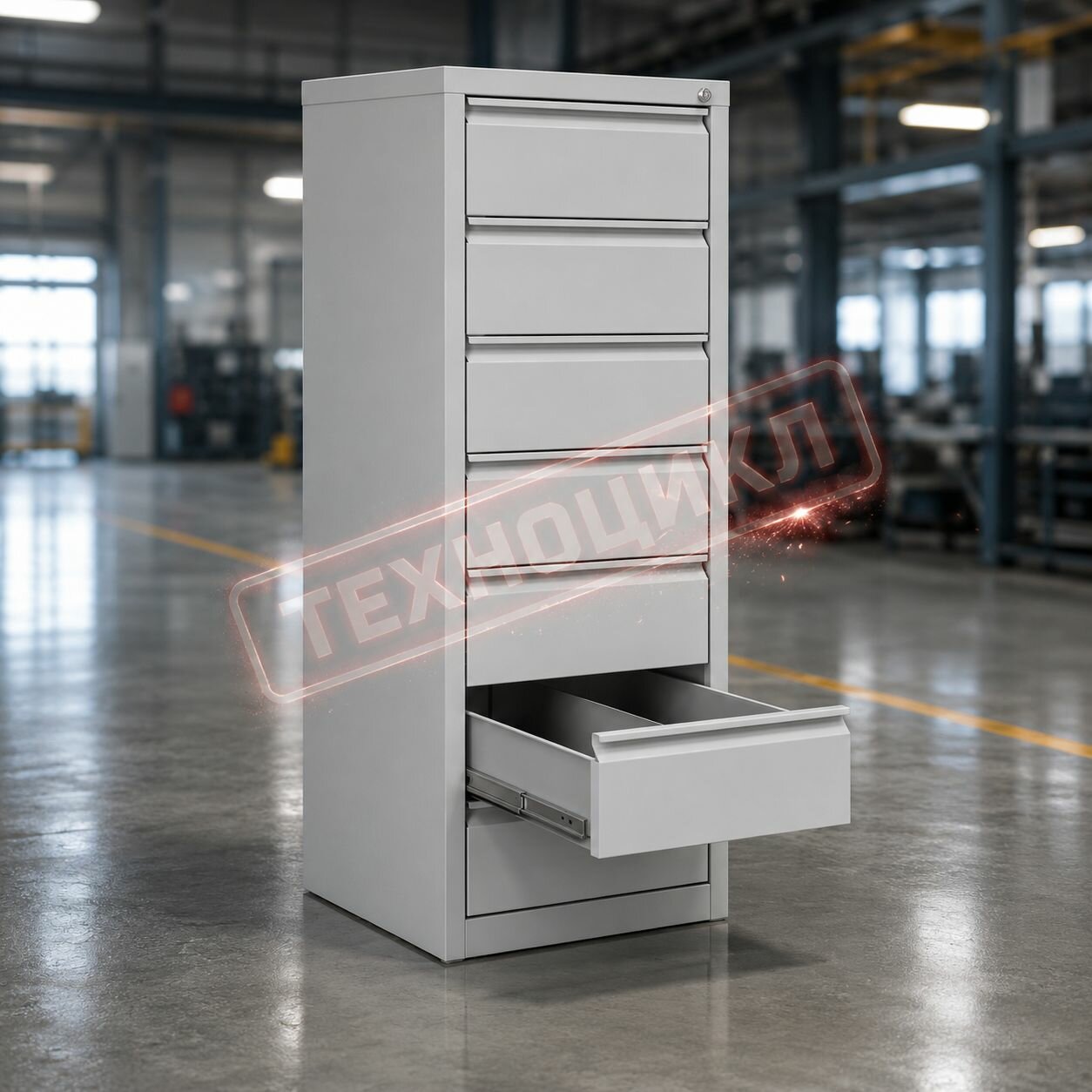 Шкаф картотечный металлический техноцикл ТЦК-КТ-031, 7 ящиков, 530х1370х590 мм, исполнение Премьер