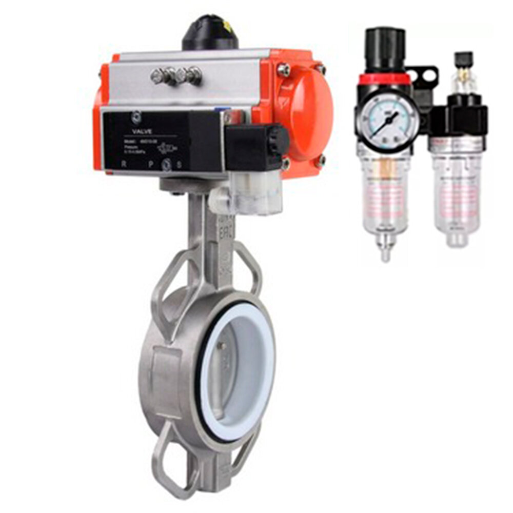 Затвор DN.ru WCB-316L-PTFE Ду125 Ру16, с пн. приводом DA-105, пн. распред. PND2-24VDC NAMUR, БПВ
